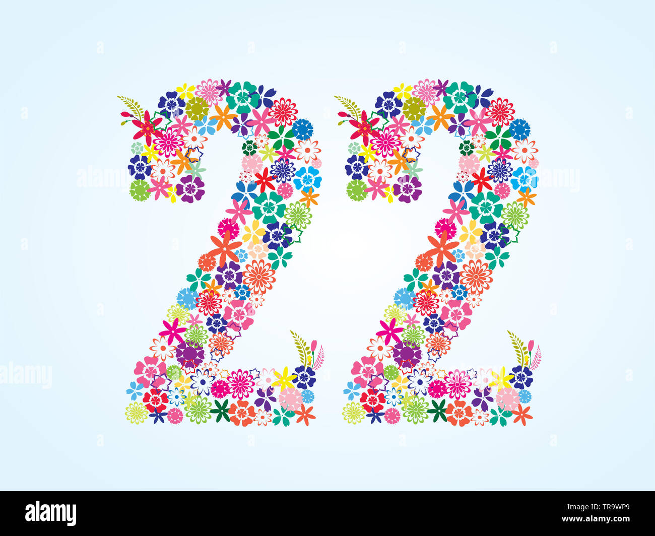 Vector Colorful Floral 22 Number Design isolated on white background ...