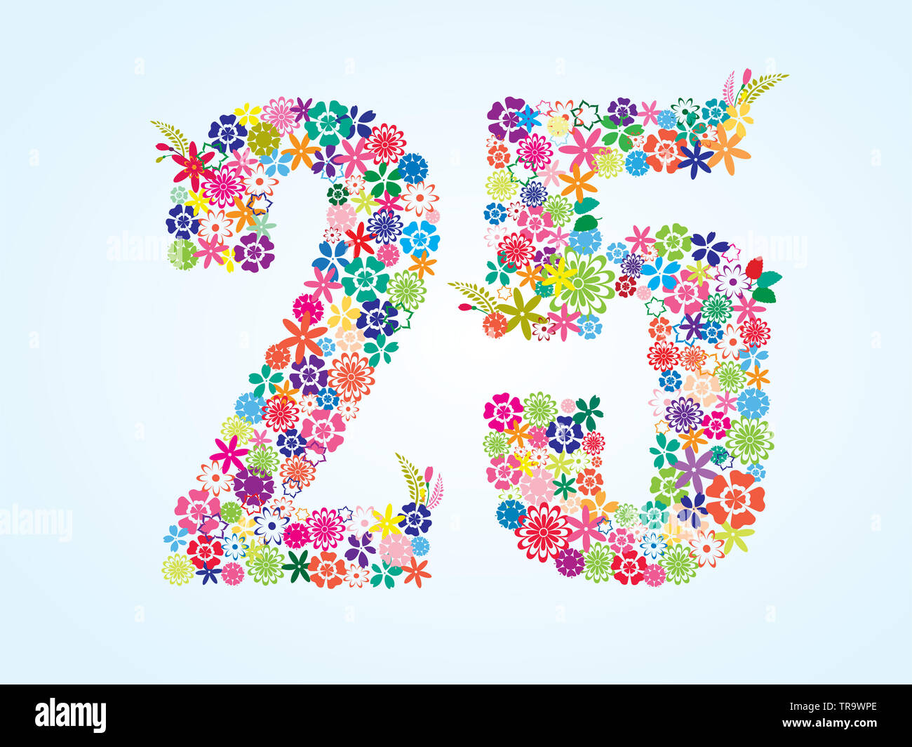 Vector Colorful Floral 25 Number Design isolated on white background ...