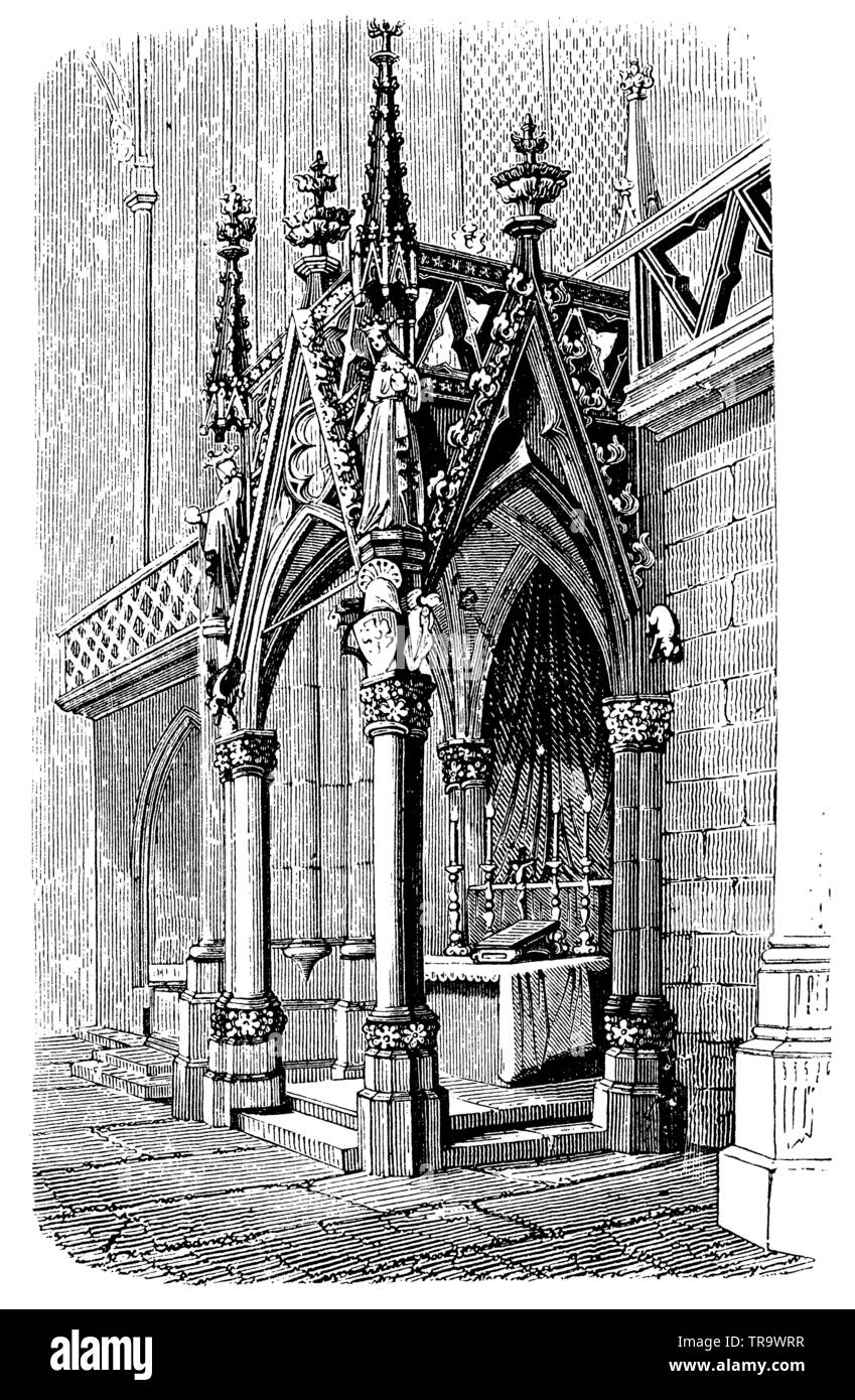 Altar with Gothic canopy in Regensburg Cathedral, , (encyclopedia, 1893 ...
