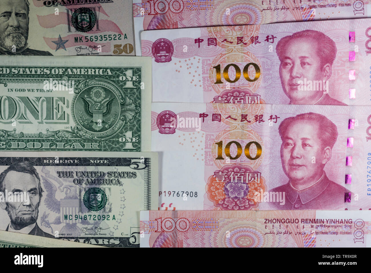 US and China trading currencies Stock Photo - Alamy