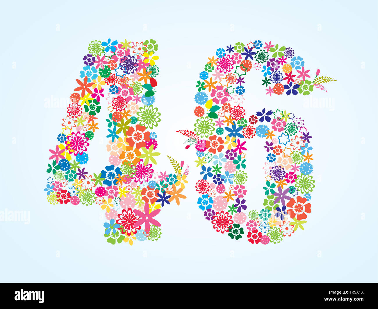 Vector Colorful Floral 46 Number Design isolated on white background ...