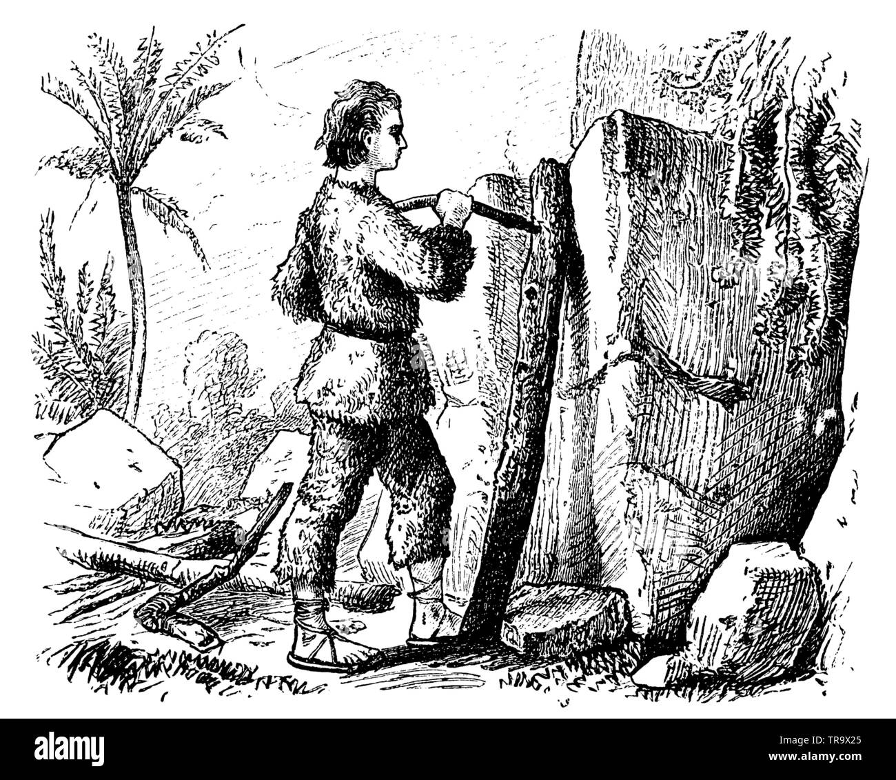 Robinson Crusoe and the fire drill, , (novel, 1897 Stock Photo - Alamy