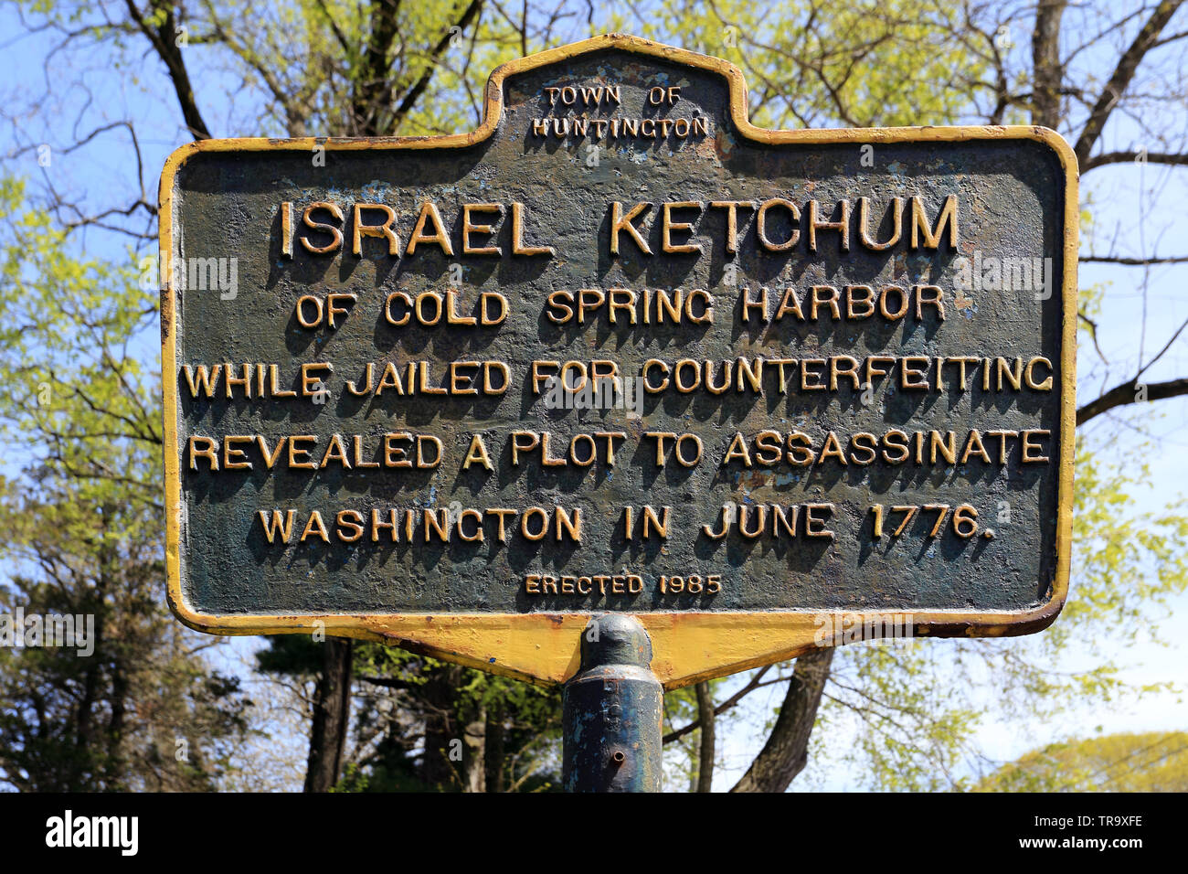 Historic marker Cold Spring Harbor Long Island New York Stock Photo - Alamy