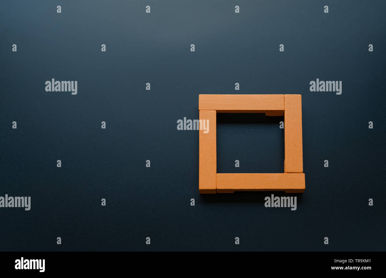 Teamwork concept. group of wooden square on the black backgrounds with ...