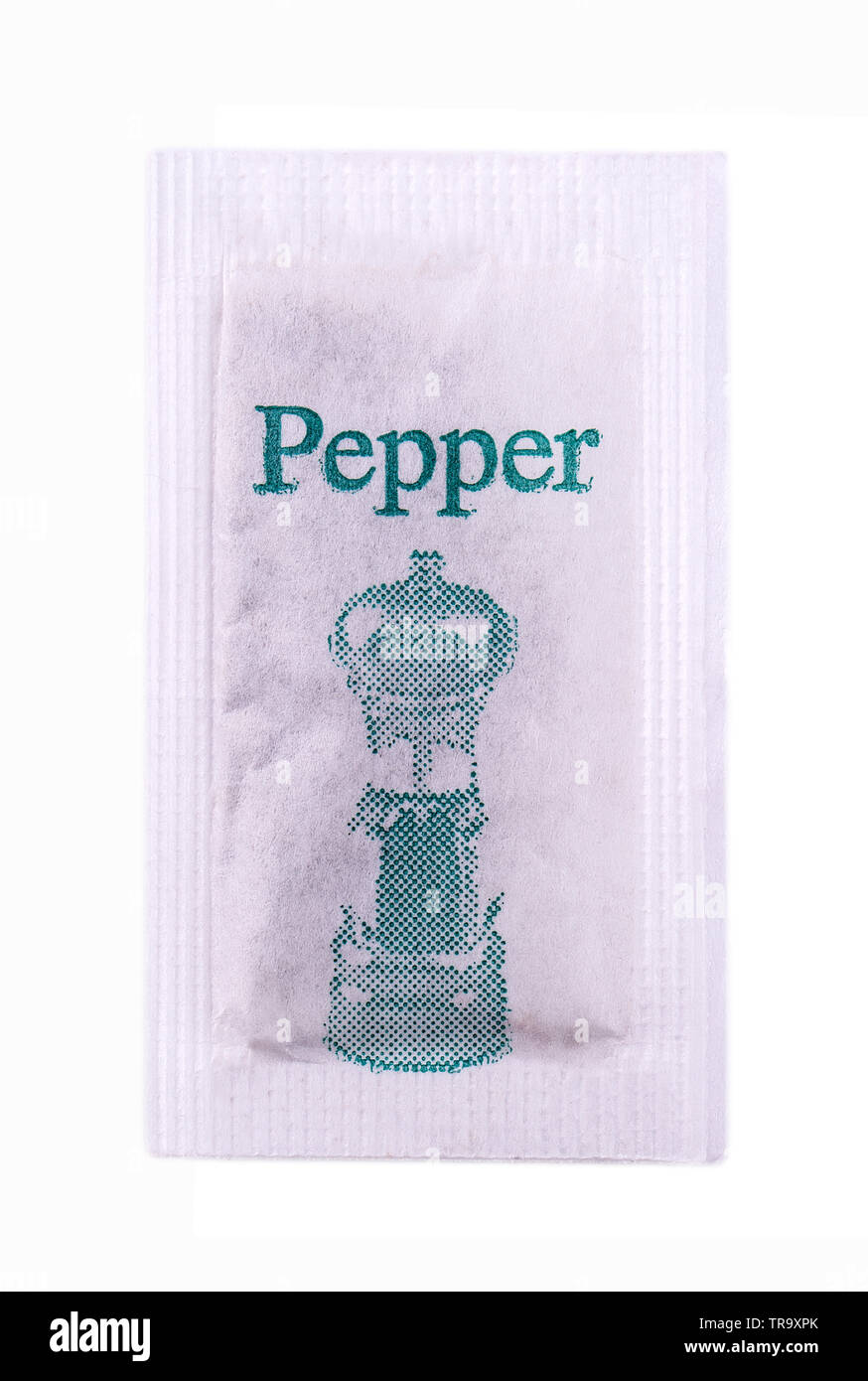 One-time paper bag with ground pepper on white background Stock Photo ...