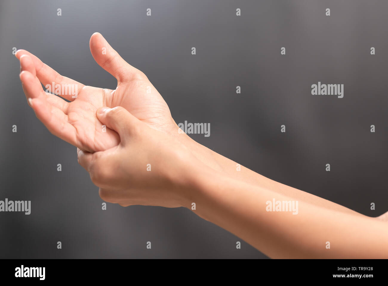 woman wrist arm pain. office syndrome healthcare and medicine concept ...