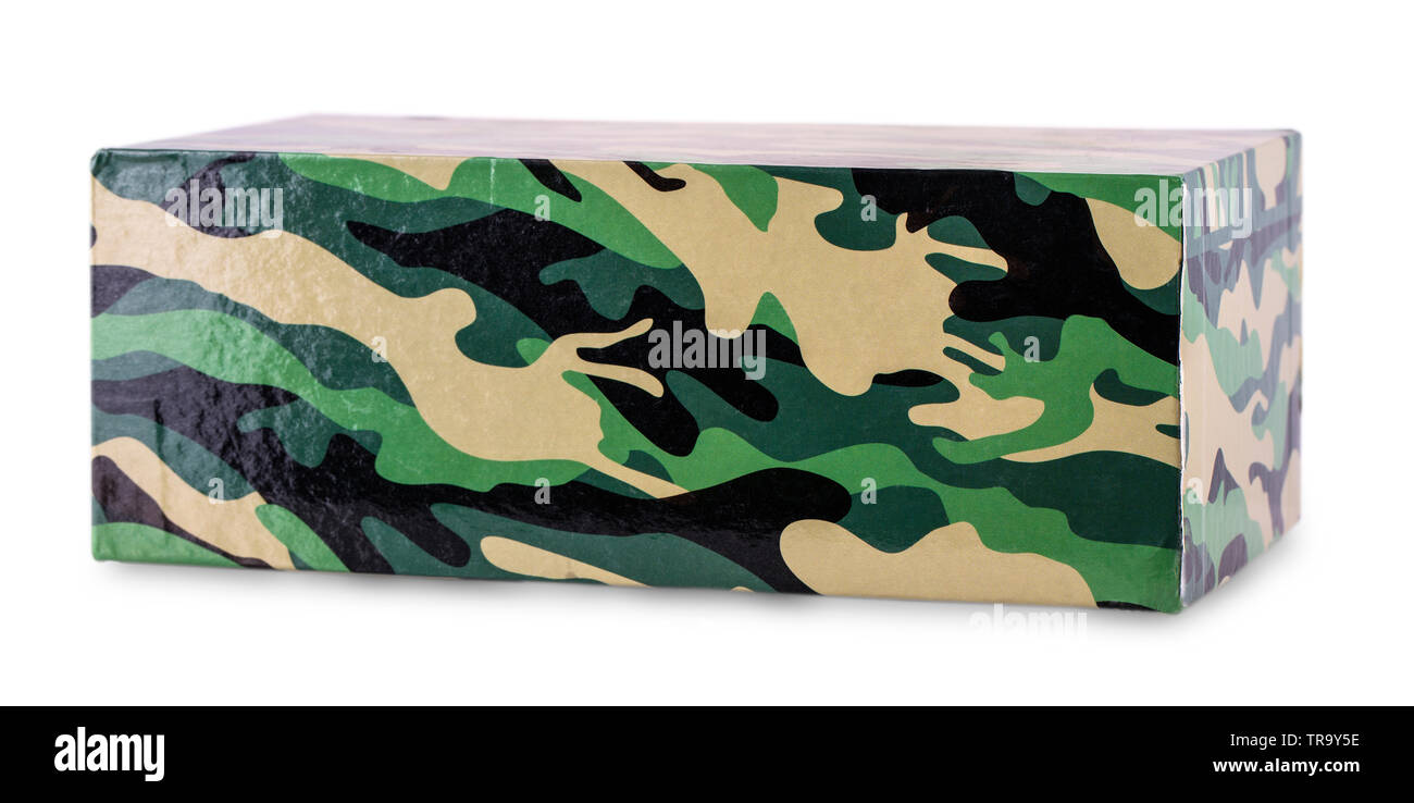 box khaki on white background Stock Photo - Alamy