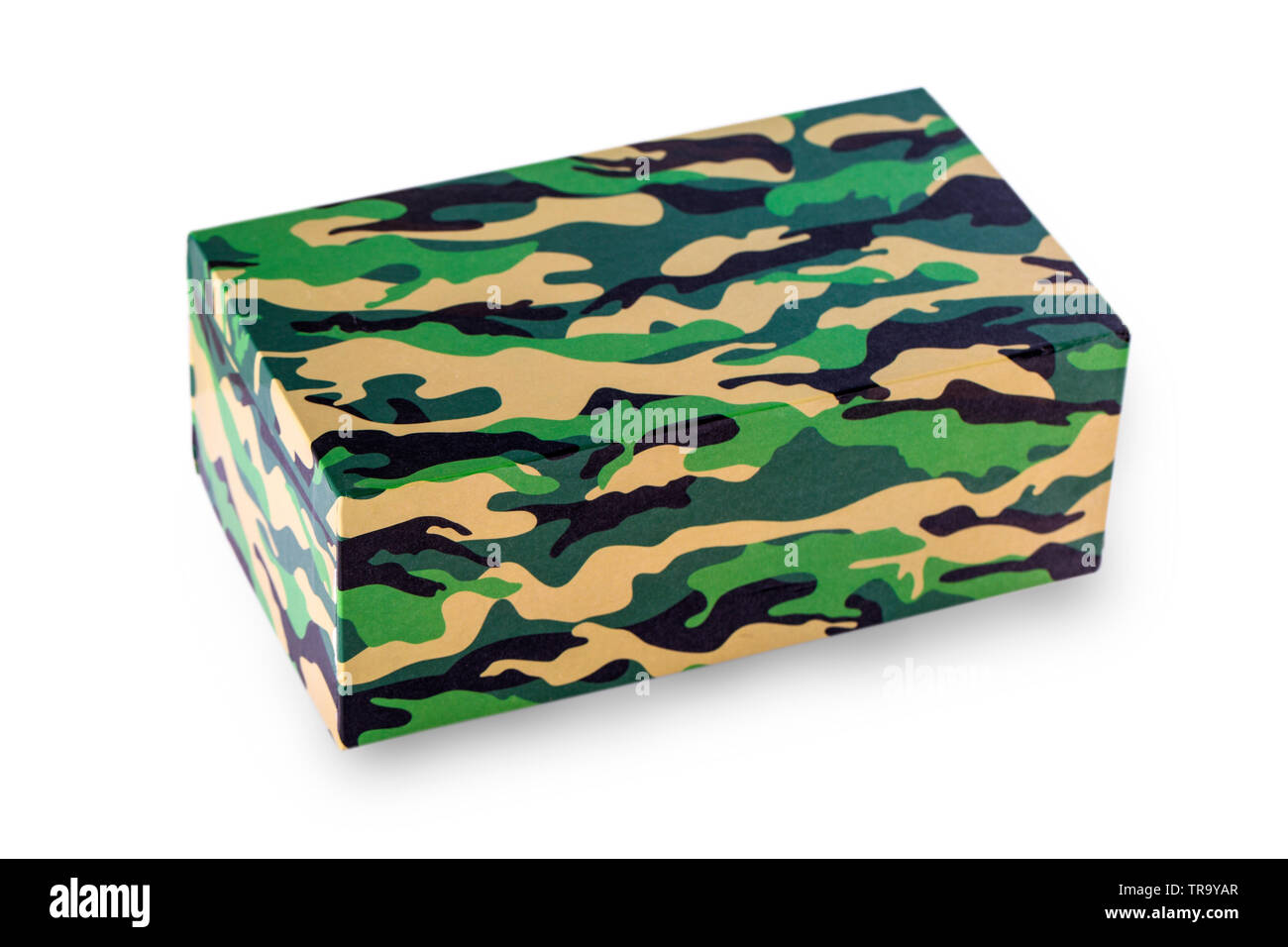 box khaki on white background Stock Photo - Alamy