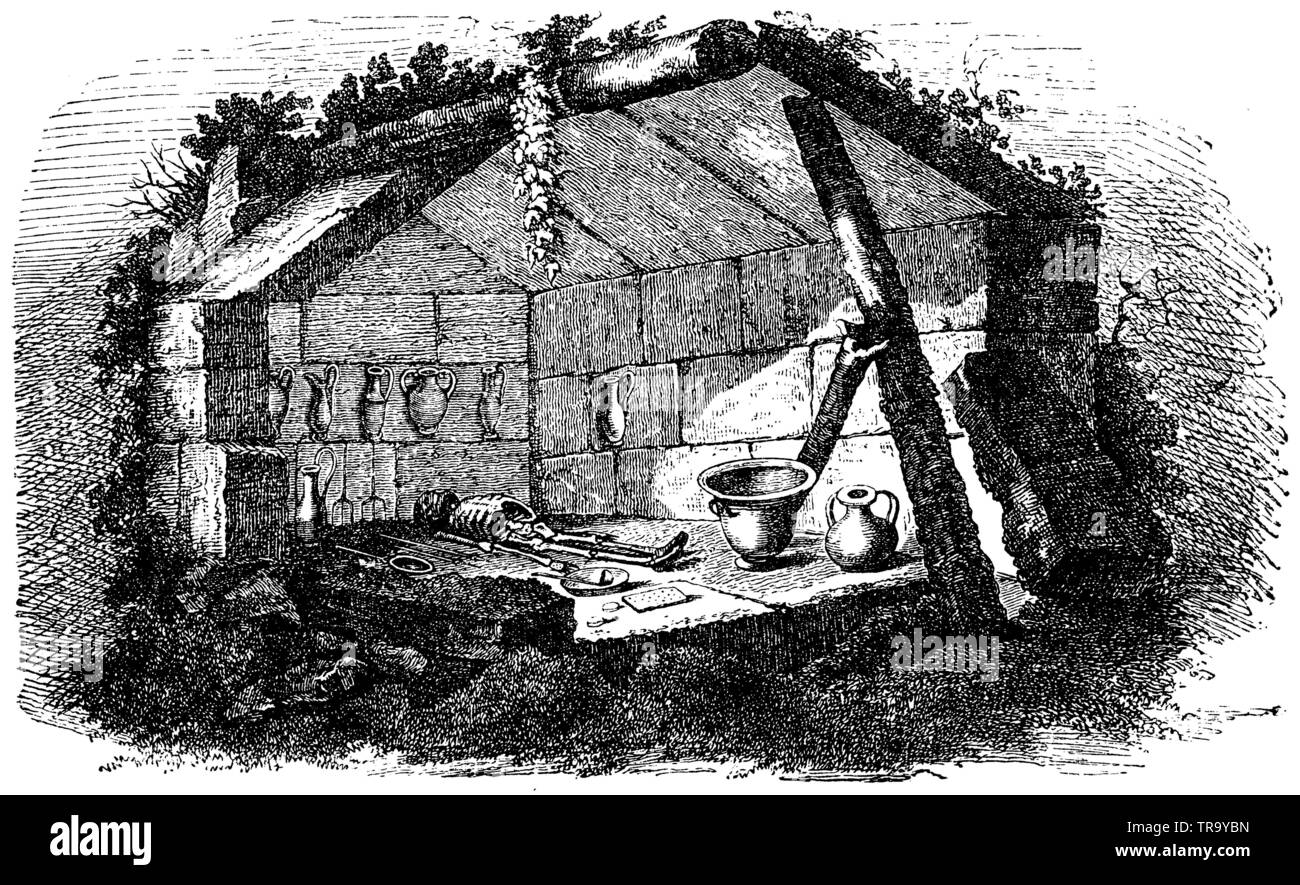 Ancient Greek tomb, , (anthropology book, 1874 Stock Photo - Alamy