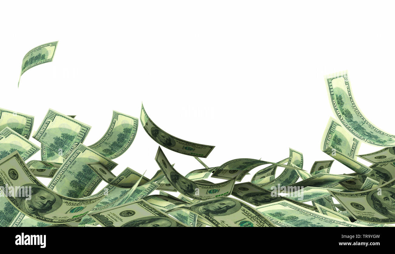 Flying one hundred dollar bills hi-res stock photography and images - Alamy