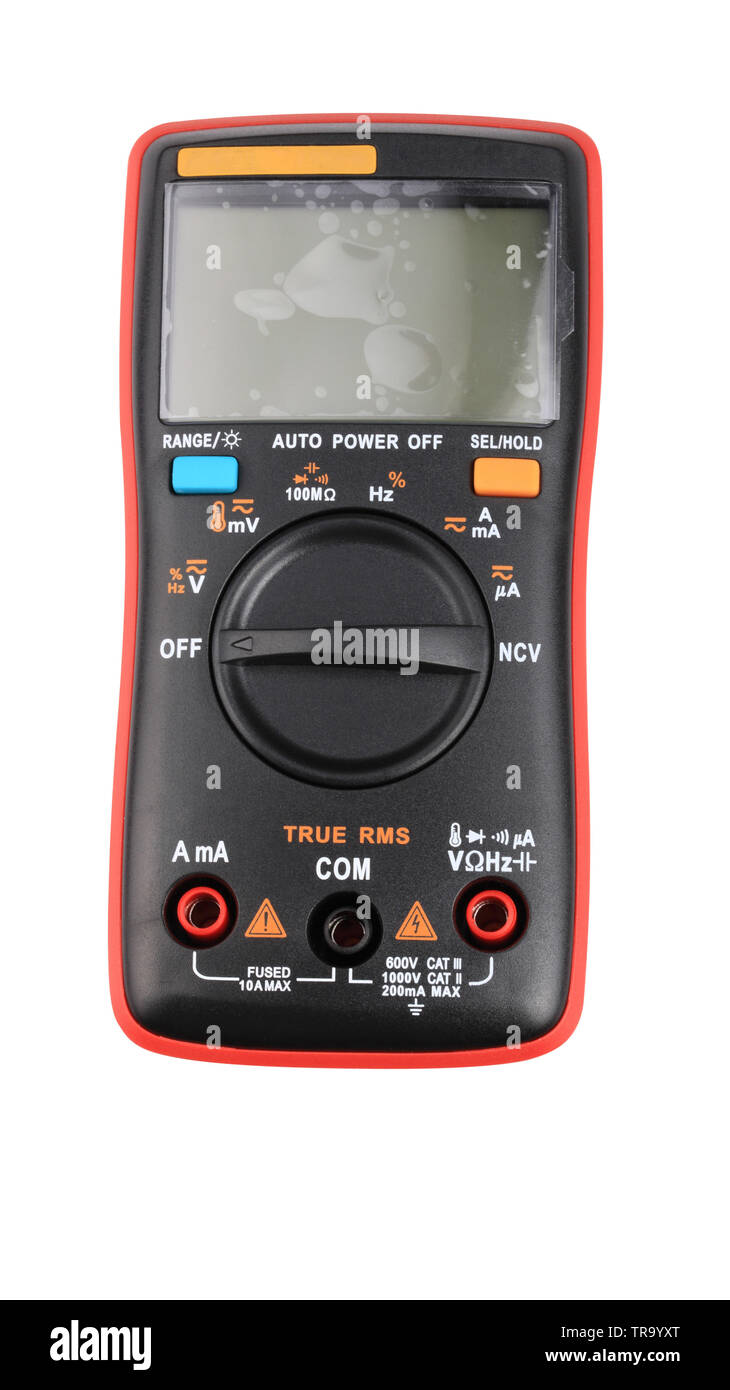 black digital multimeter isolated on white background at dry day Stock ...