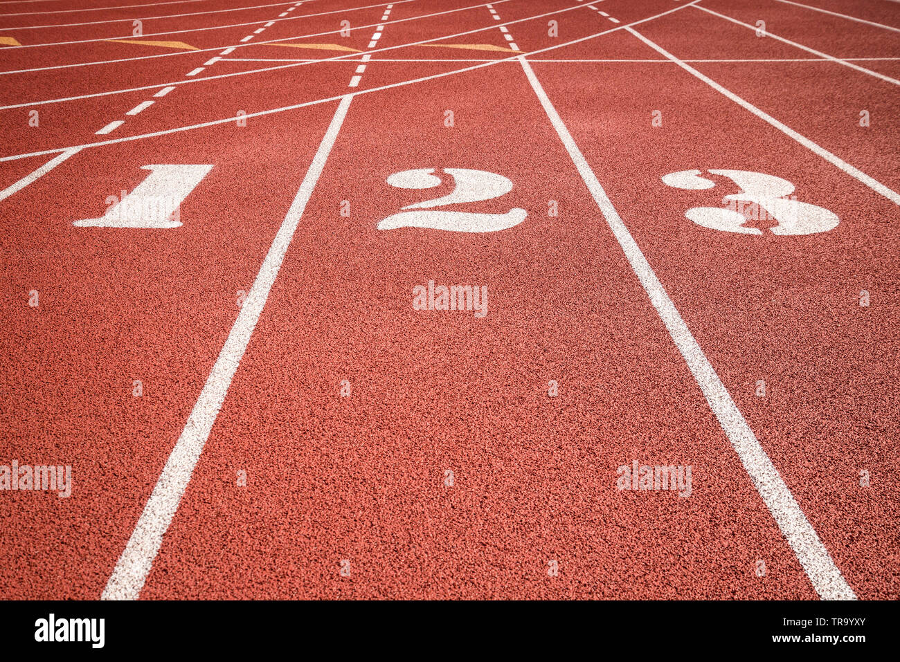 Running track lane numbers hi-res stock photography and images - Alamy