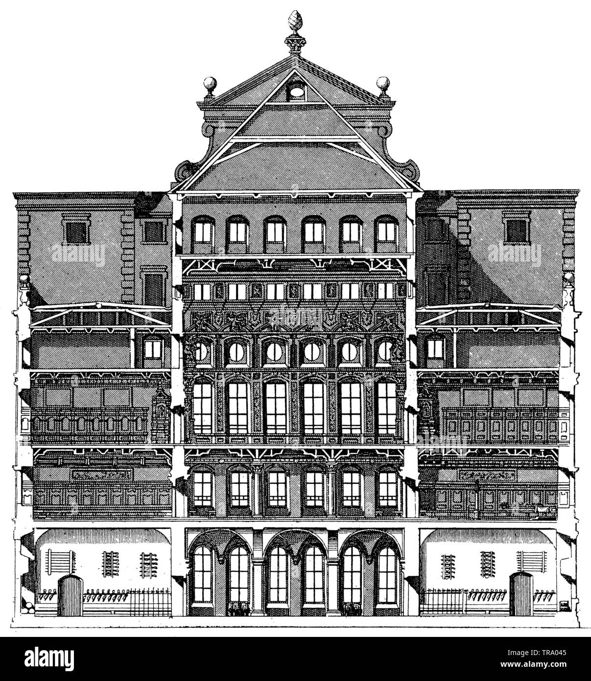 Augsburg City Hall: section, , (cultural history book, 1875 Stock Photo ... Augsburg City Hall: section, , (cultural history book, 1875 Stock Photo ...