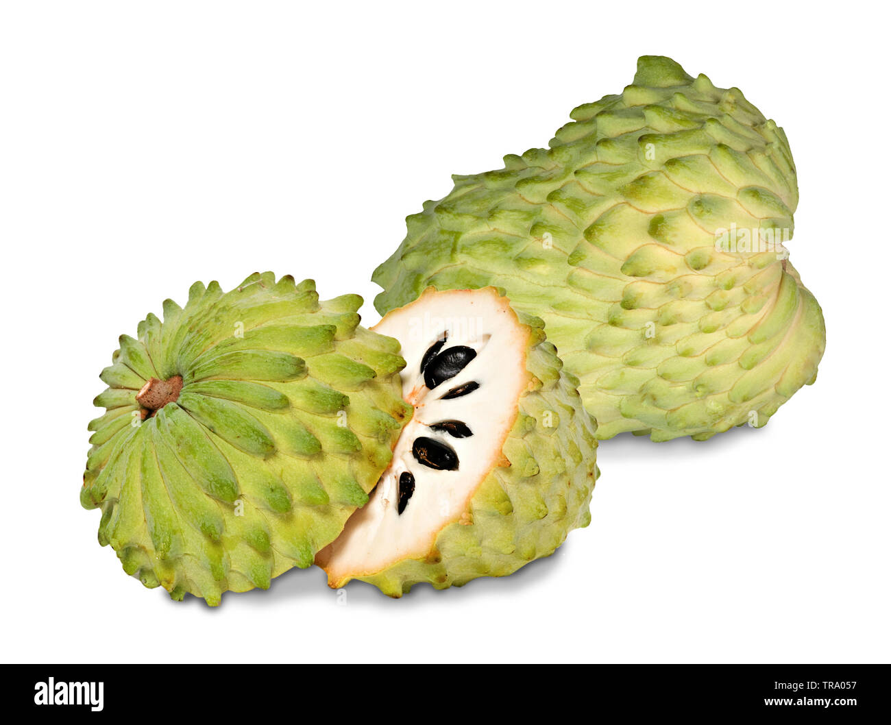 Soursop sections isolated on white background Stock Photo - Alamy