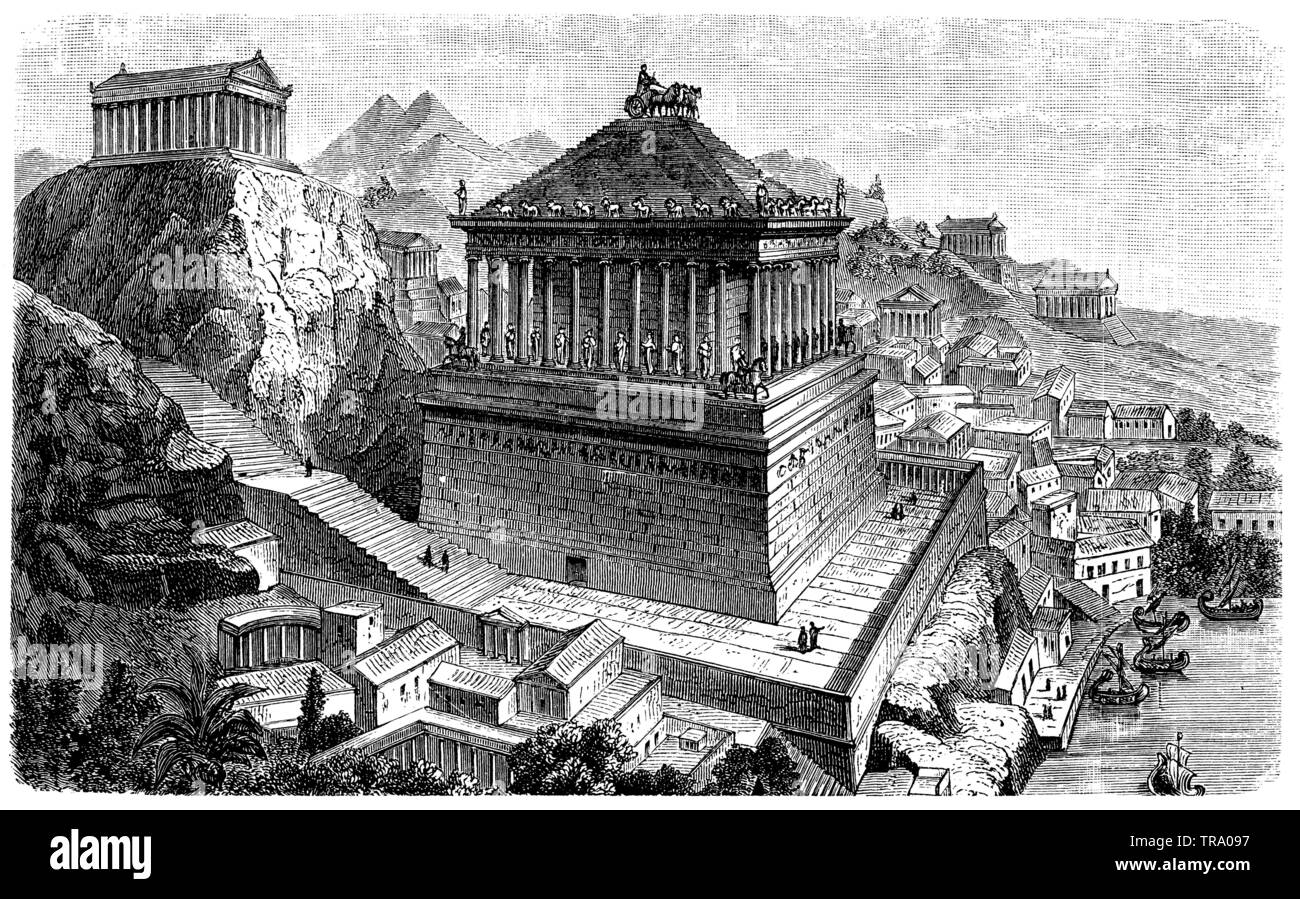 The tomb of Halikarnassos, , (encyclopedia, 1893 Stock Photo - Alamy