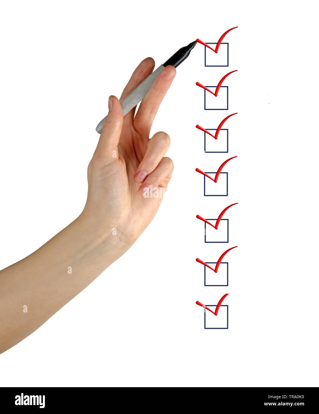 Woman filling checklist pen hi-res stock photography and images - Alamy