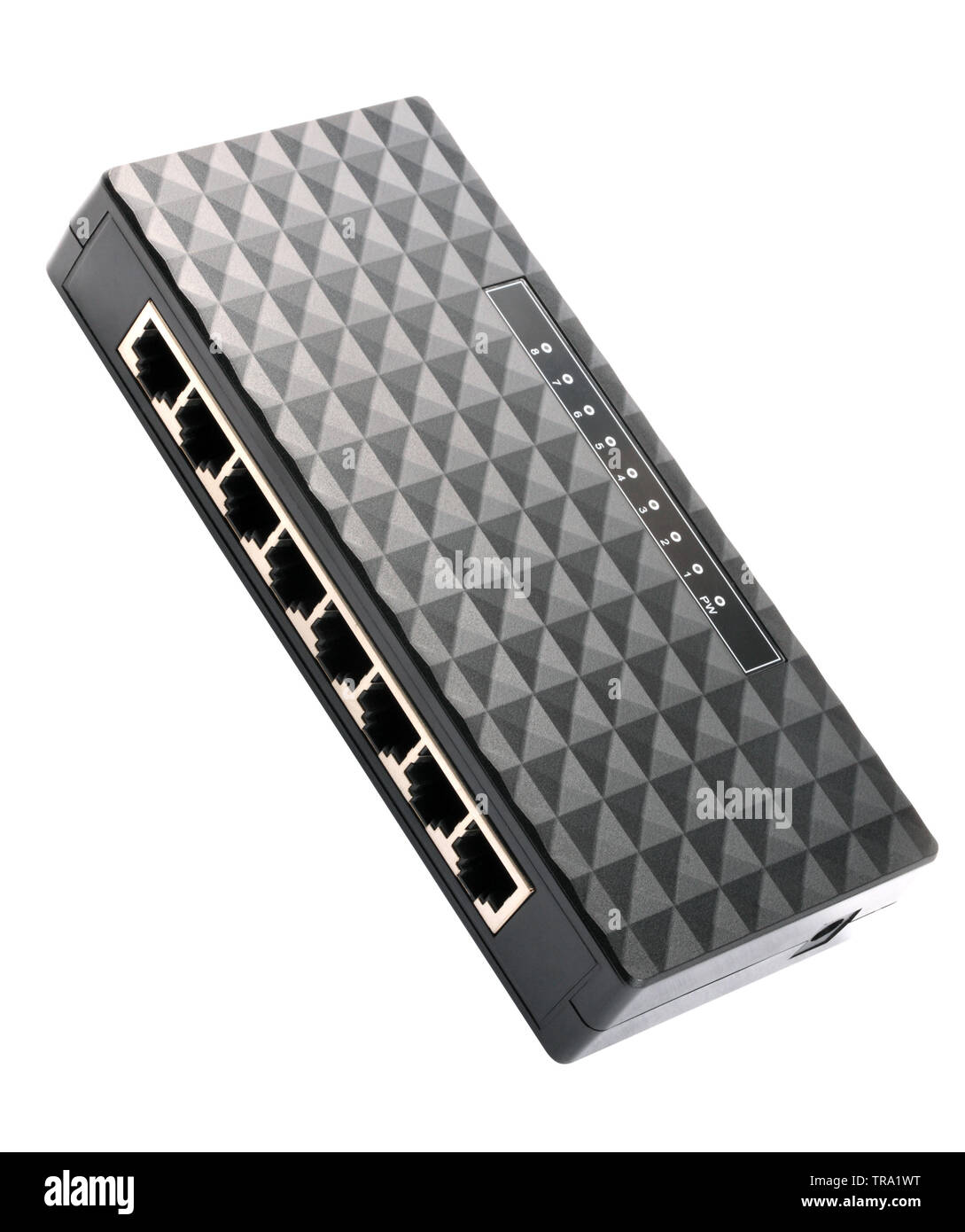 black 8 Port Plastic Ethernet Switch isolated on white background at ...