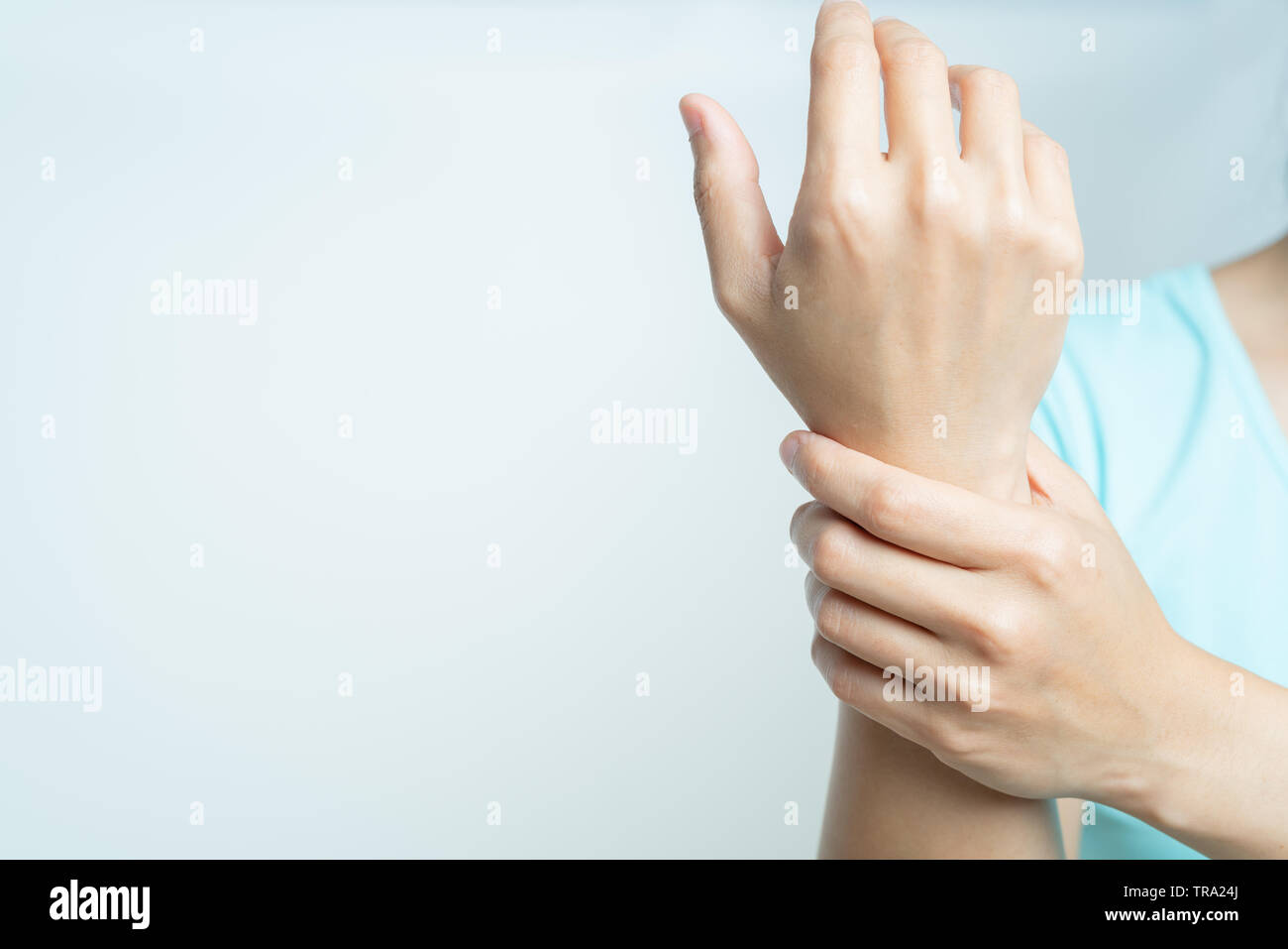 woman wrist arm pain. office syndrome healthcare and medicine concept ...