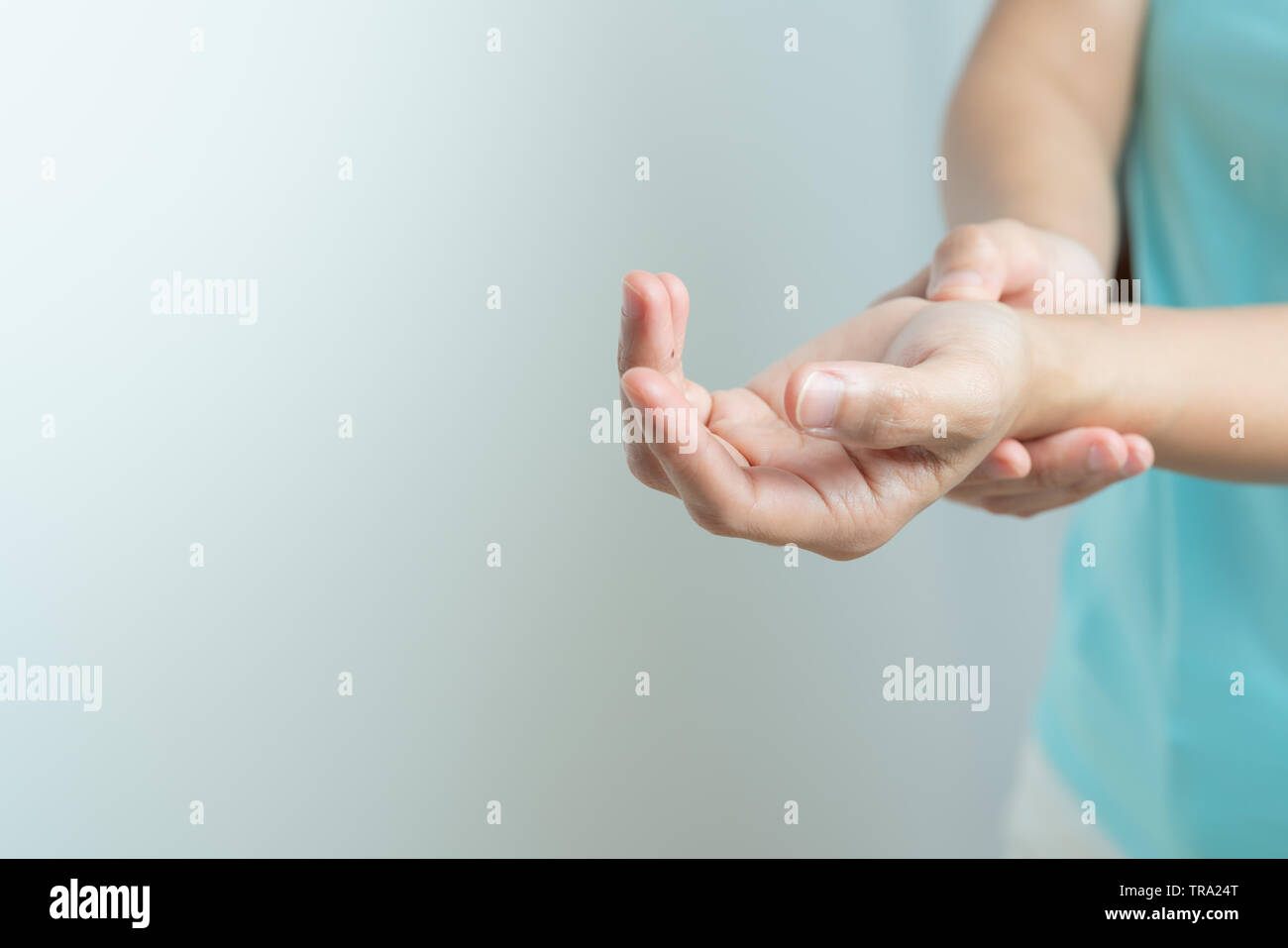 woman wrist arm pain. office syndrome healthcare and medicine concept ...