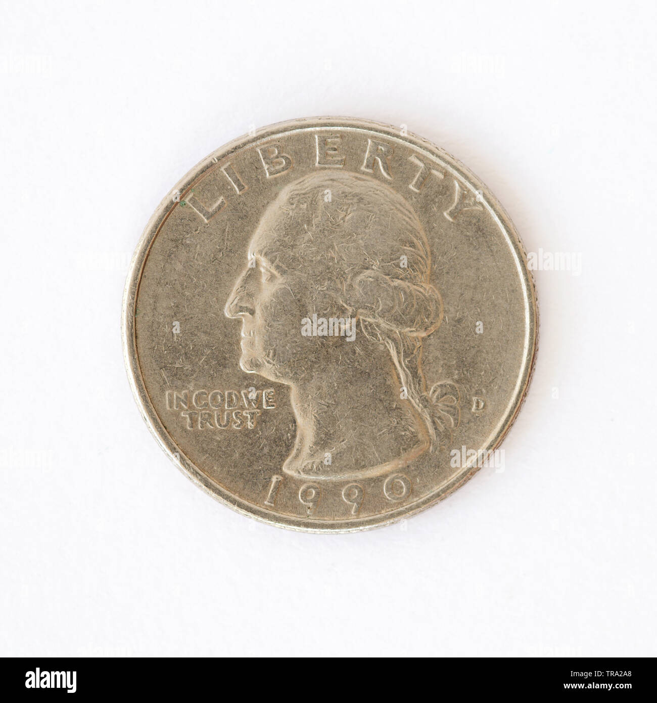 U.S. ¼ Dollar "Washington Quarter" Coin - 1990 Stock Photo - Alamy