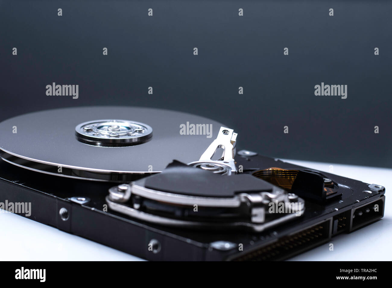 Close up of a Disassembled computer hard drive on white isolated ...