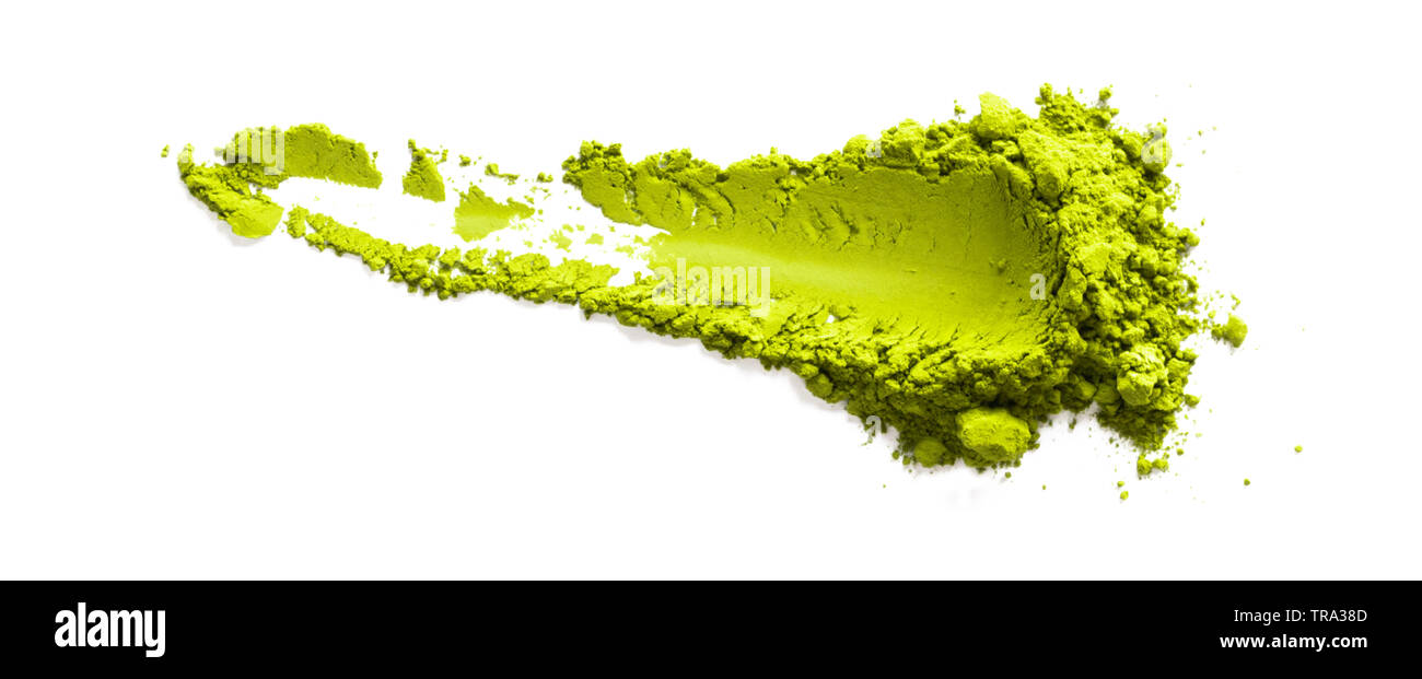 Smear shape made of Matcha Green Tea isolated on white background. Top ...