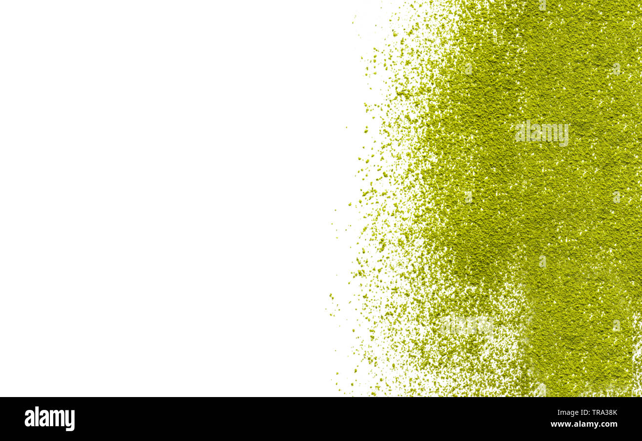 Smear shape made of Matcha Green Tea isolated on white background. Top ...