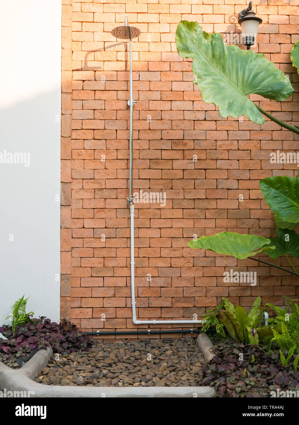 Shower on wall background Stock Photo - Alamy