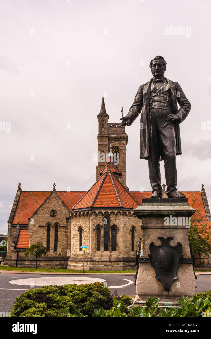 The imposing statue of Ralph Ward Jackson in the foreground and Christ ...