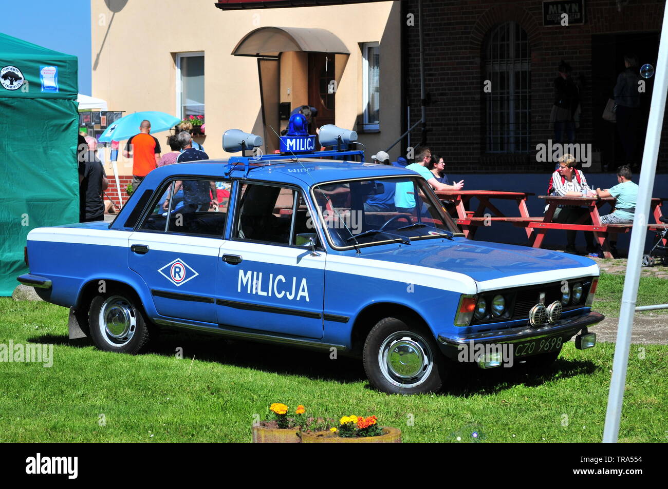 FSO Fiat 125p Milicja car from komunist times. Classic polish car Stock ...