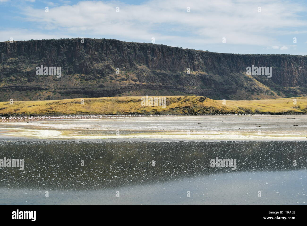 Lake against the arid landscapes of Lake Magadi, Rift Valley, Kenya ...