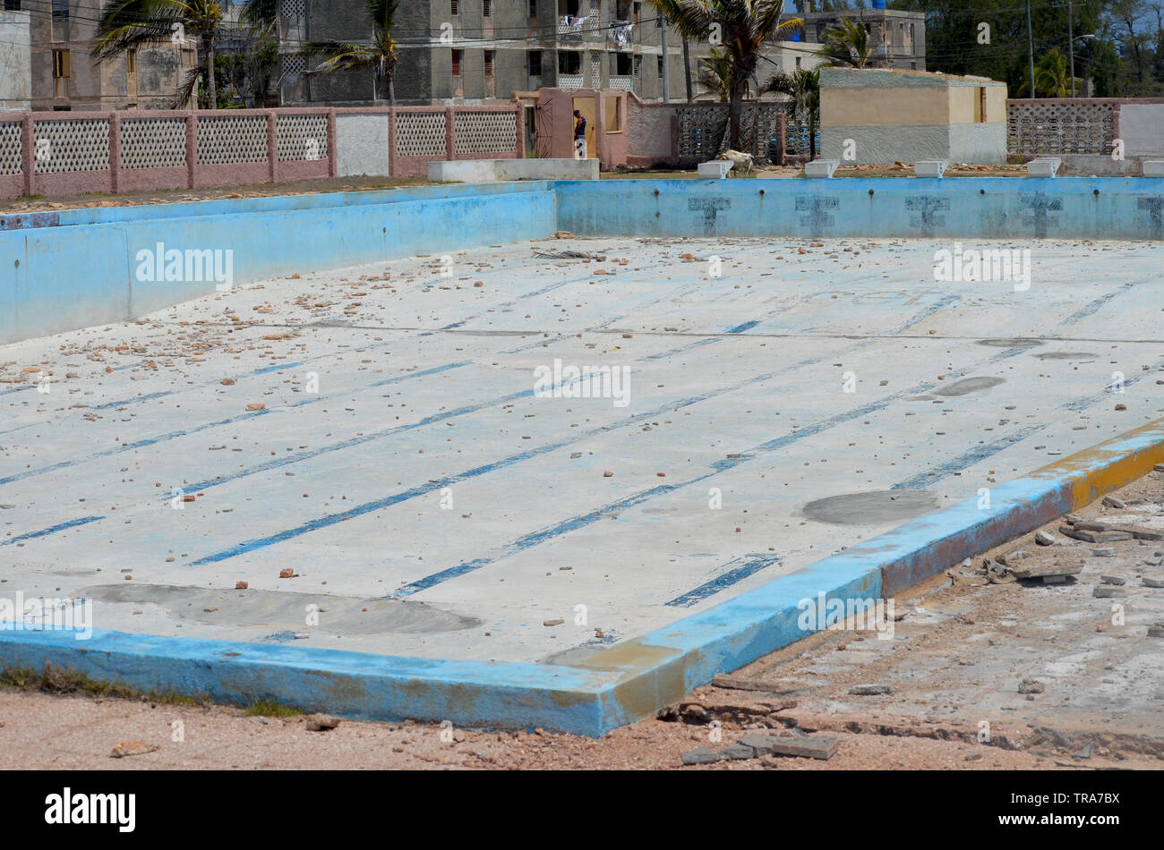 Derelict and empty swimming pool in Gibara, Southern Cuba Stock Photo ...