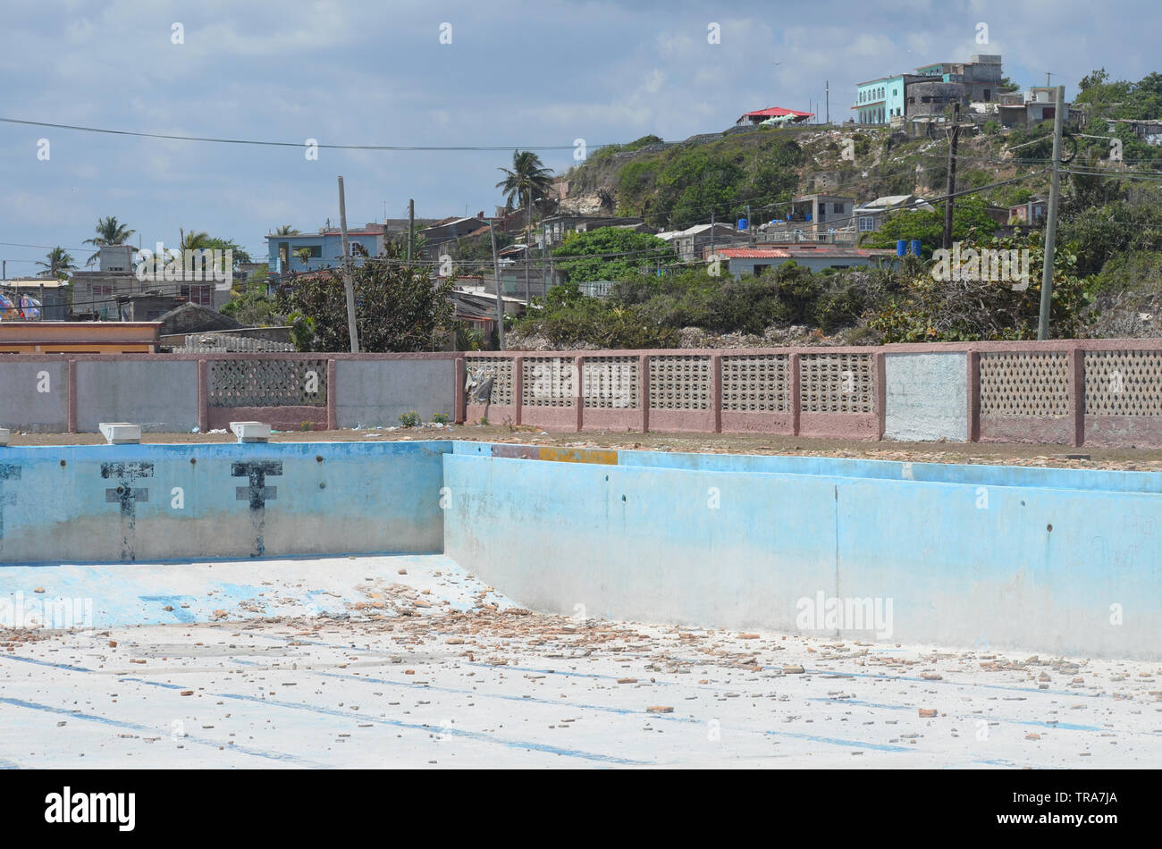 Derelict and empty swimming pool in Gibara, Southern Cuba Stock Photo ...
