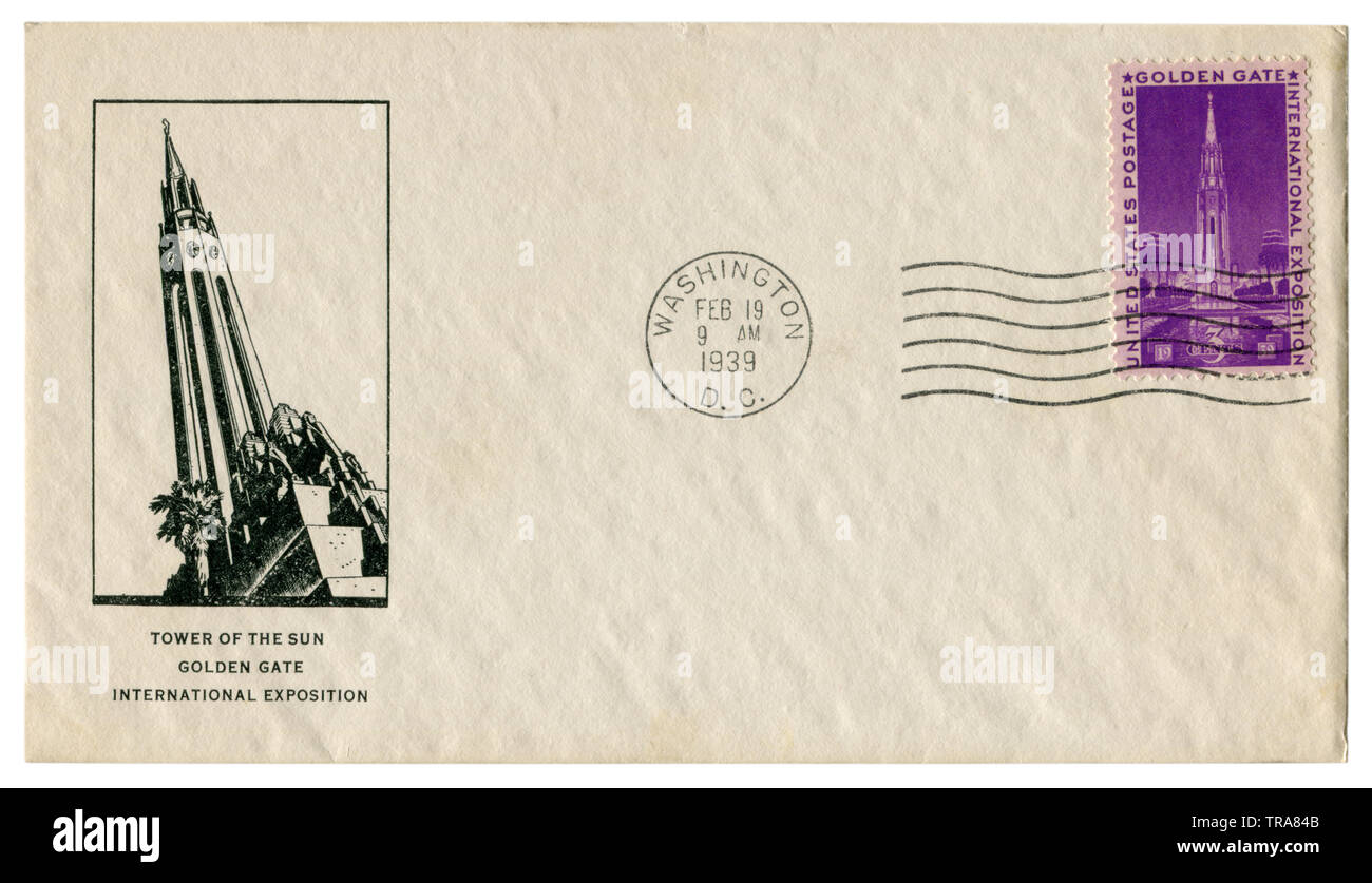 Washington D.C., The USA - 19 February 1939: US historical envelope ...