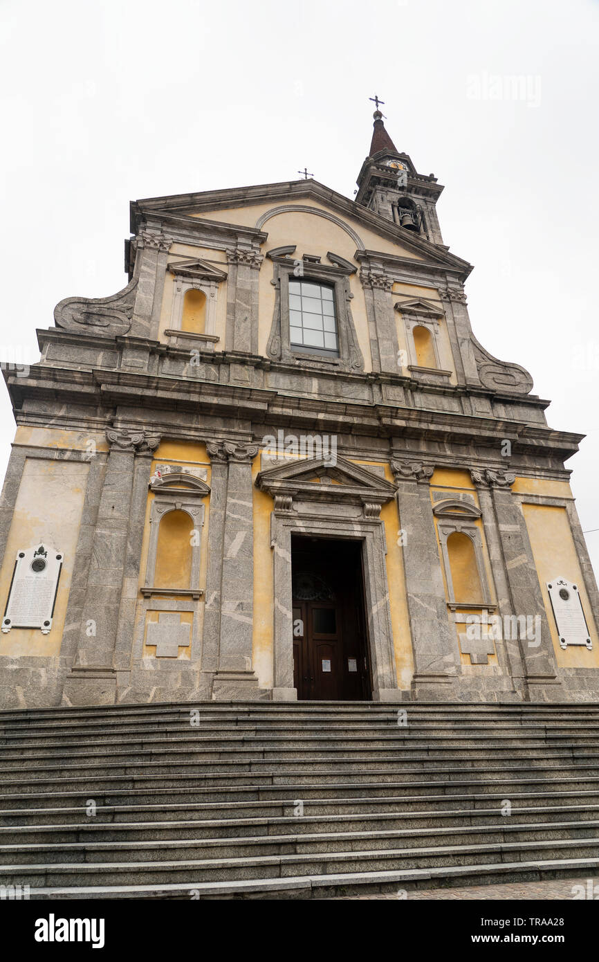 Asso, Como, Lombardy, Italy: facade of the historic San Giovanni ...