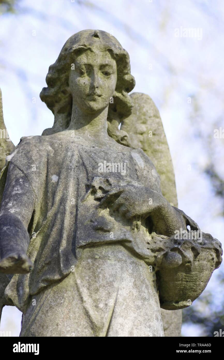 Stone angel face wings hi-res stock photography and images - Alamy