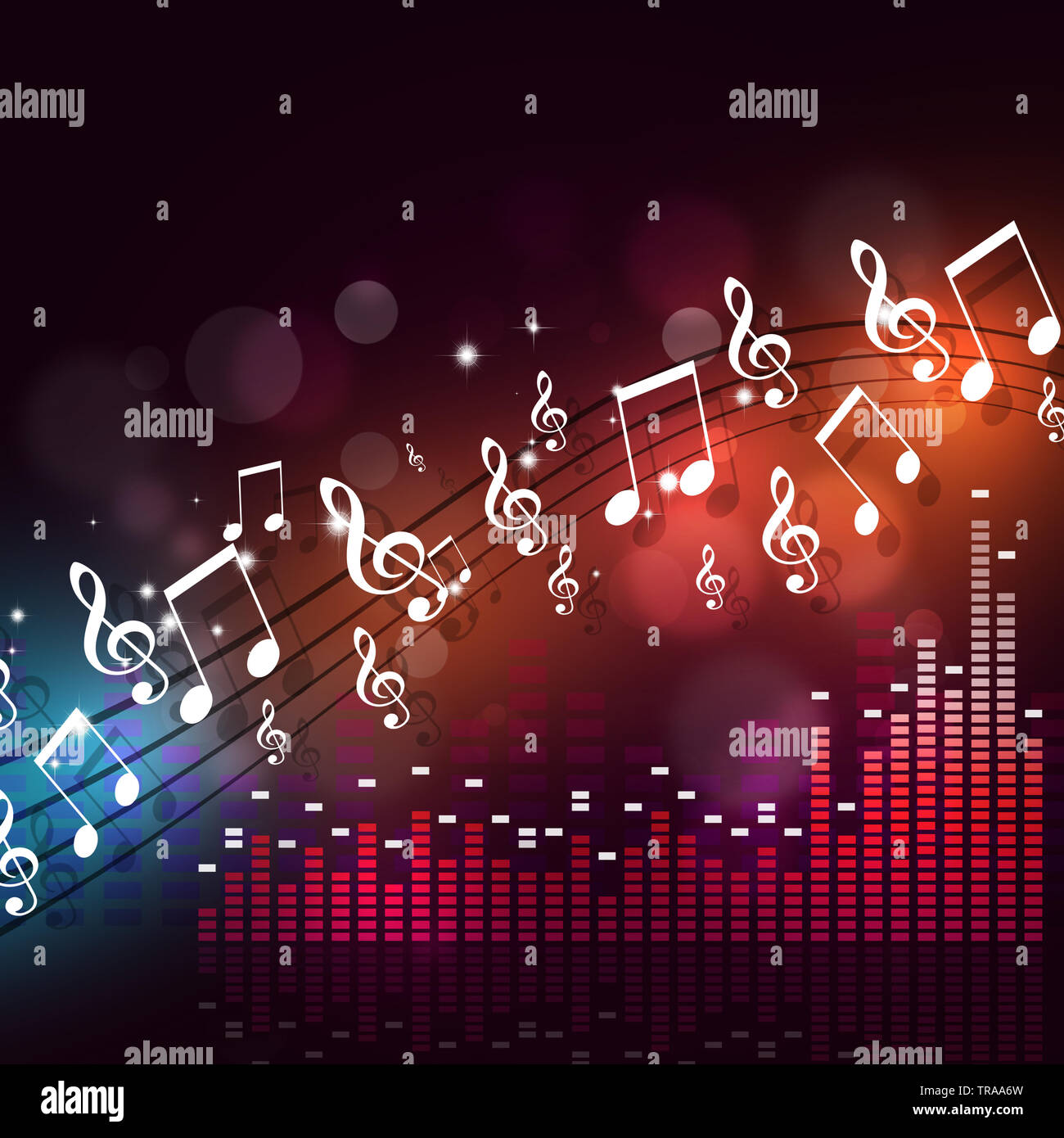 music notes party multicolor poster with equalizer. design for party ...