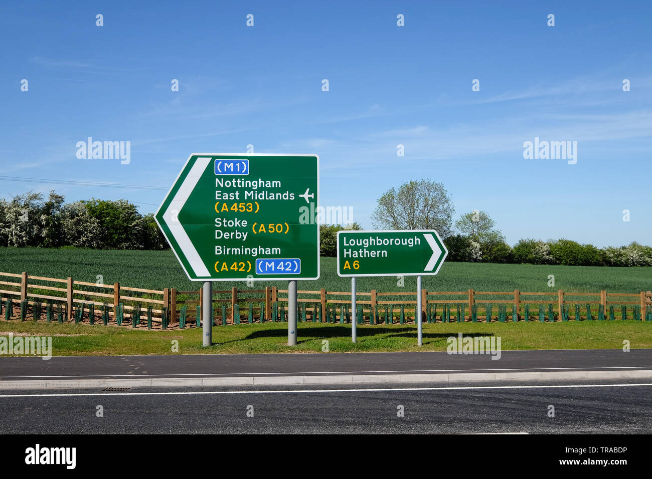 road signs on the kegworth bypass Stock Photo - Alamy