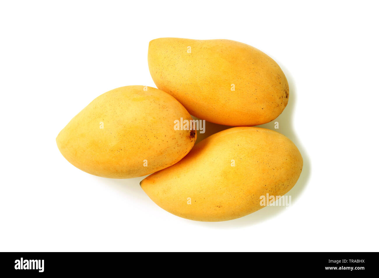 Three Fresh Ripe Mango Whole Fruits Isolated on White Background Stock ...