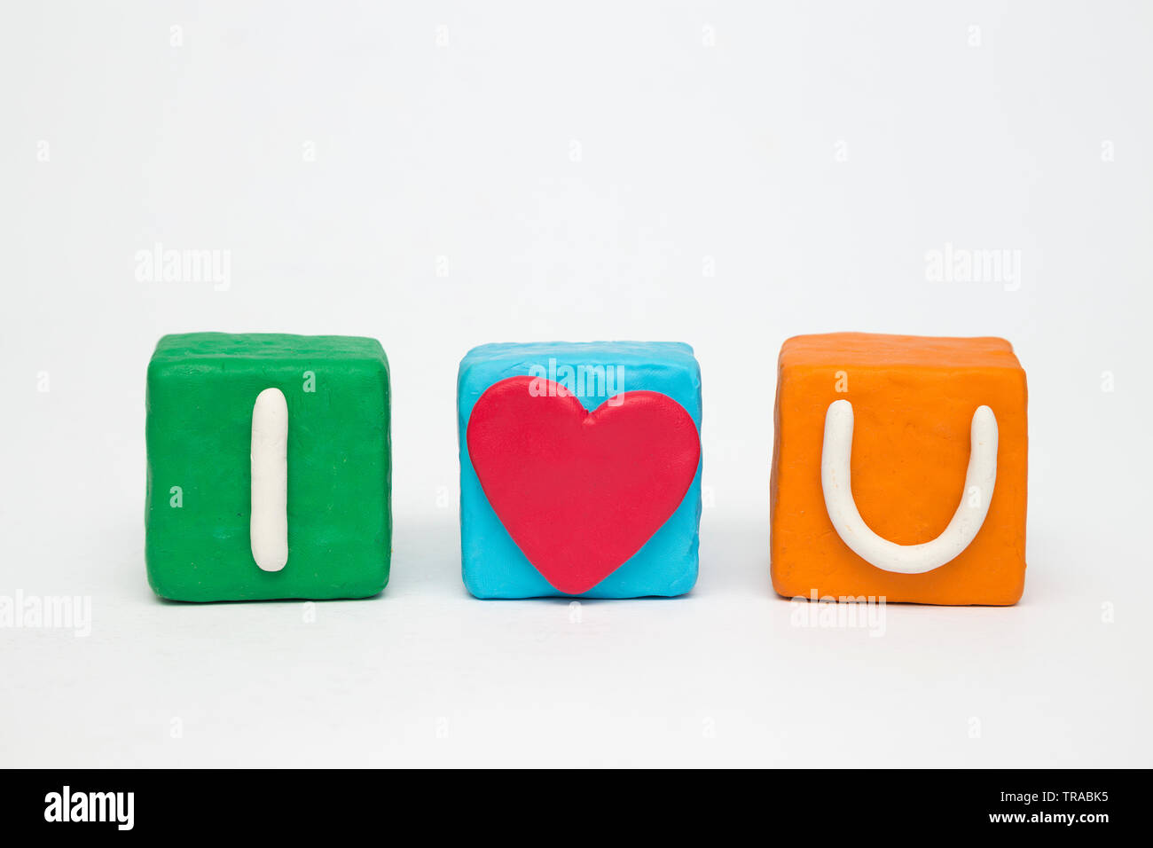 I love you letters on clay colorful blocks, isolated on white Stock ...
