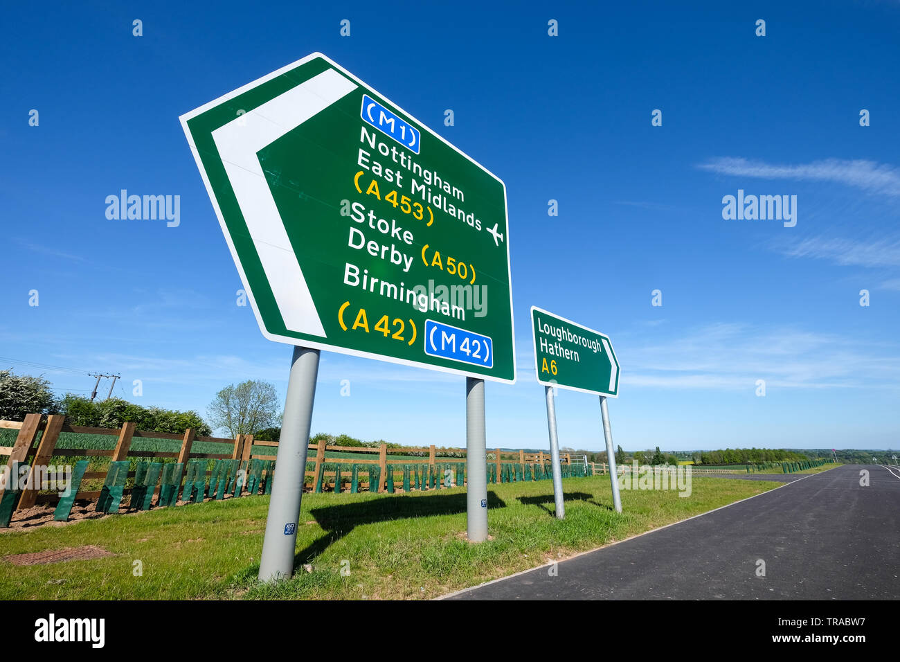 road signs on the kegworth bypass Stock Photo - Alamy