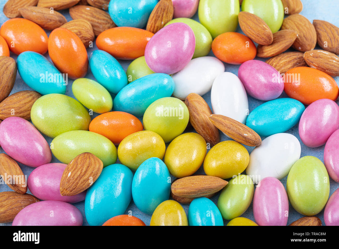 Traditional Turkish colorful coated almond candies.Colorful candies ...