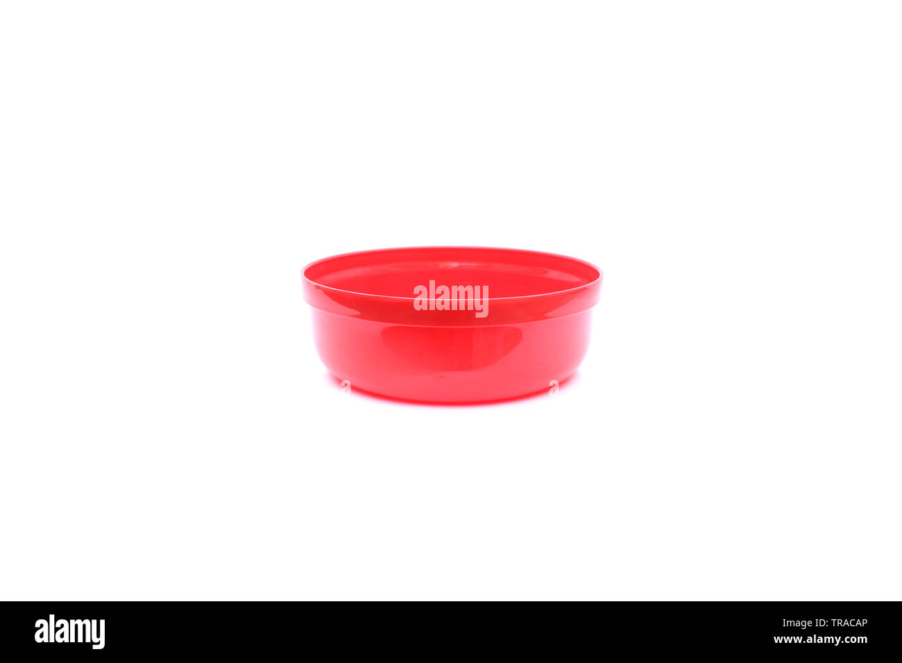 Red plastic bowl on isolated Stock Photo - Alamy