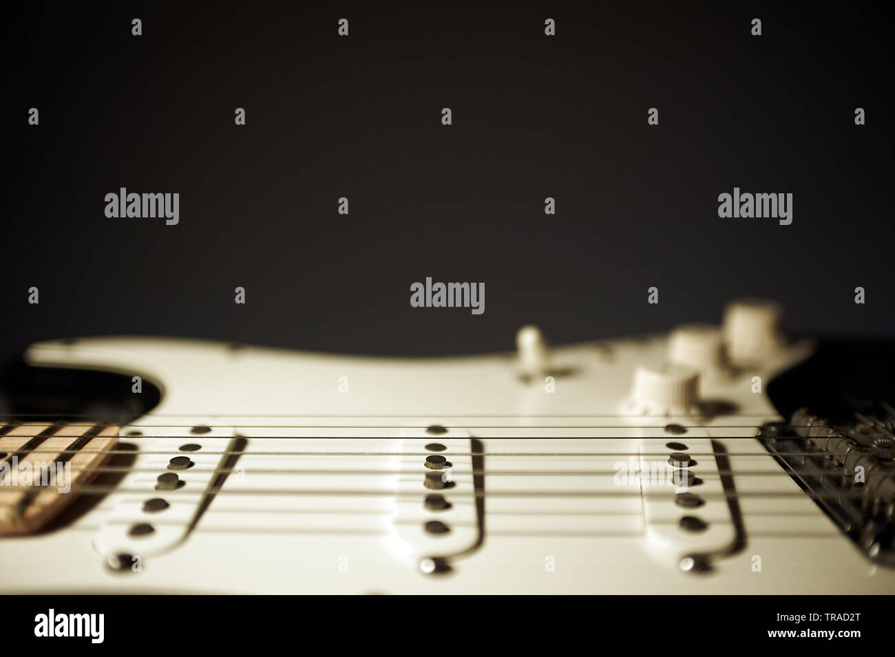Close up of an electric 6 string electric guitar in a studio Stock ...