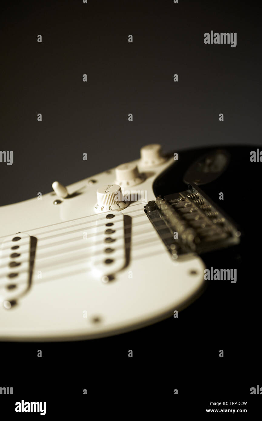Close up of an electric 6 string electric guitar in a studio Stock ...
