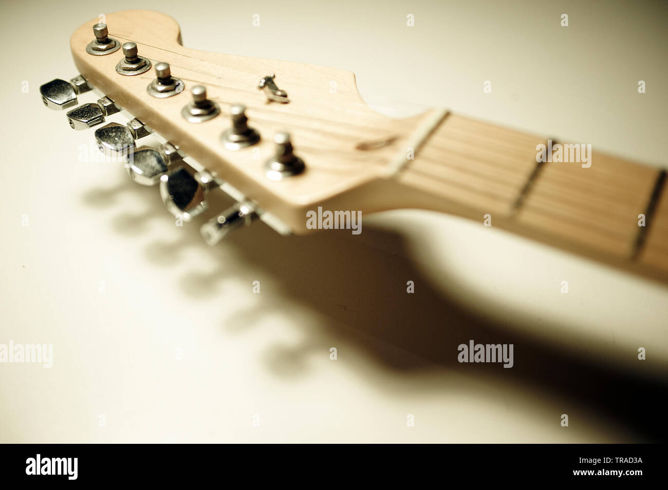 Close up of an electric 6 string electric guitar in a studio Stock ...