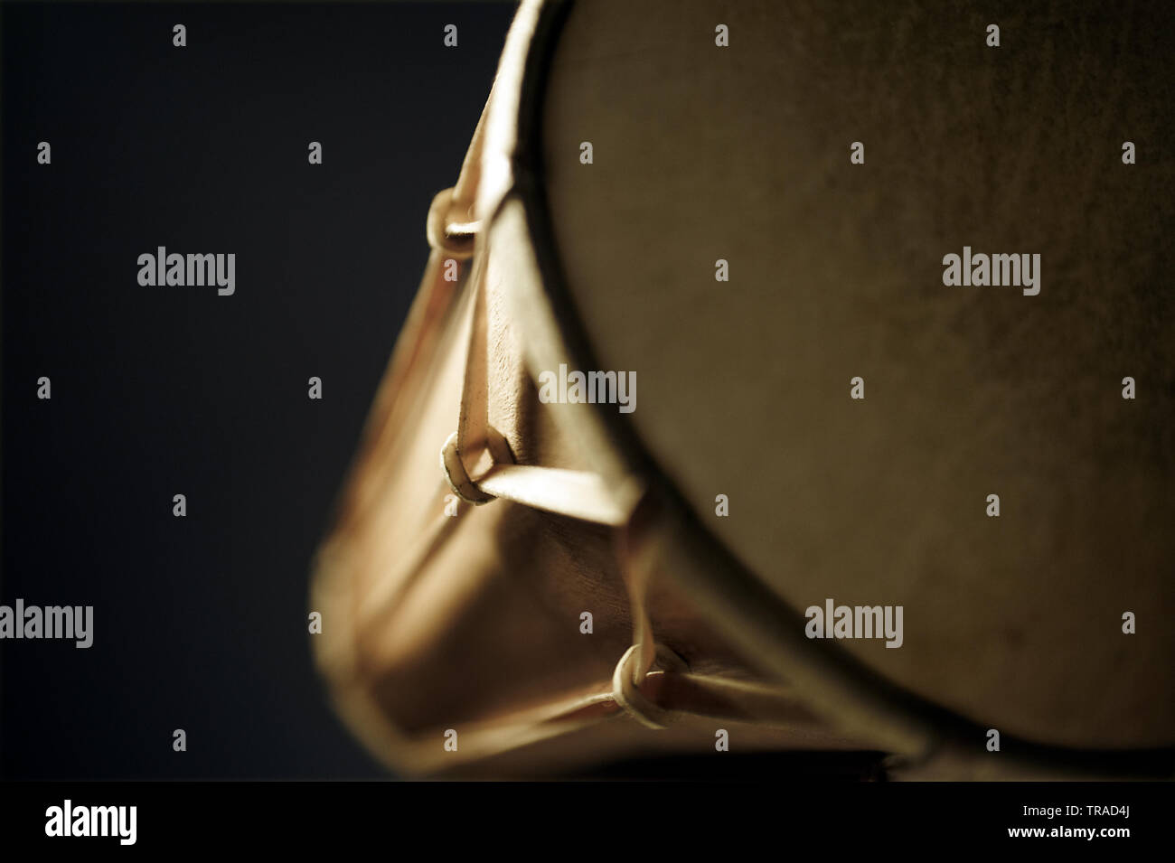 Beautiful close up shot in a studio of the Malaysian kompang a music ...