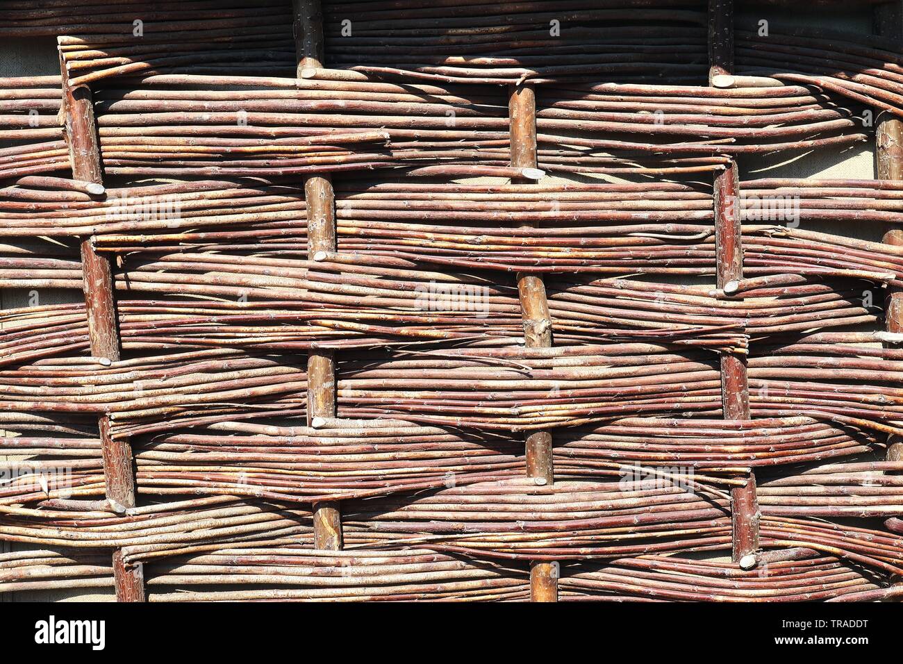 Close up view on detailed wooden plank and log surfaces in high ...