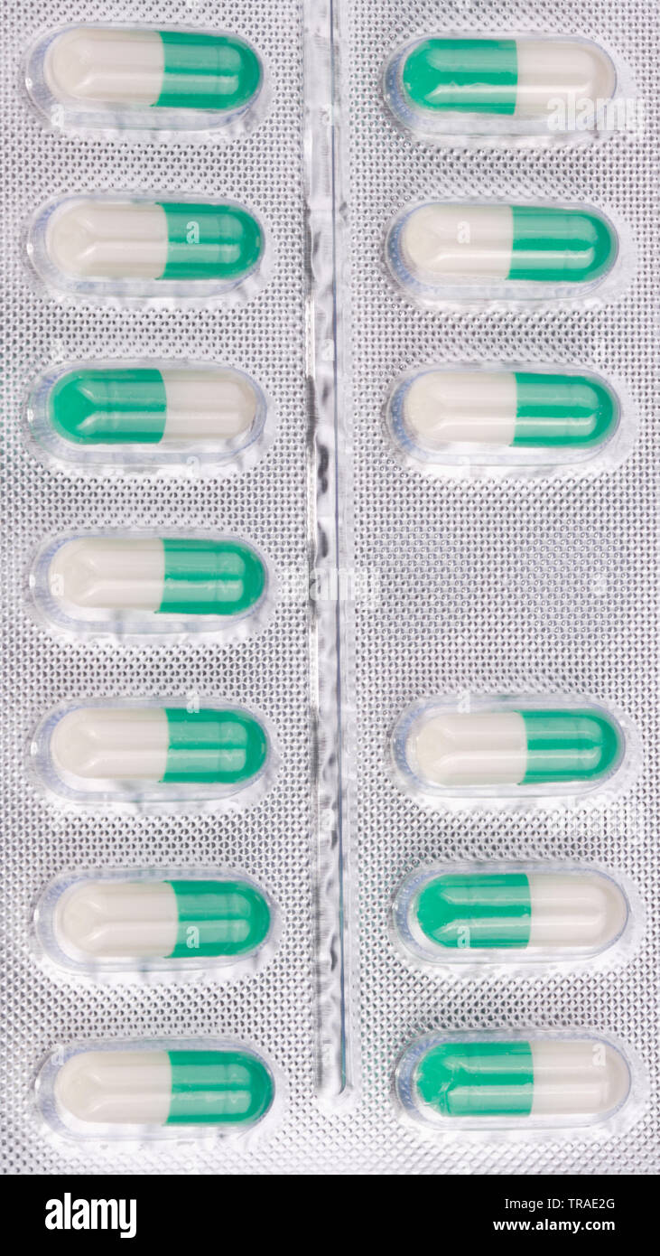 Many Tablets in Blister Isolated Stock Photo - Alamy