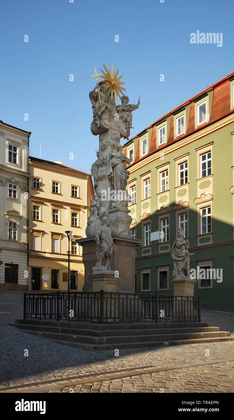 Holy Trinity Column on Cabbage market in Brno. Czech republic Stock ...